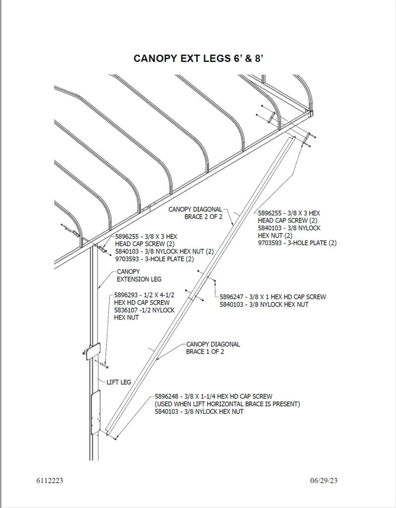 Canopy Extension Legs Instructions - Flathead Lift & Rail