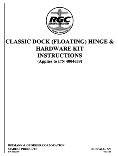 Dock (Floating) Hinge & Hardware Kit Instructions - Flathead Lift & Rail