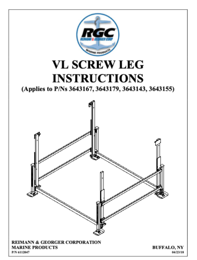 VL Screw Leg Instructions - Flathead Lift & Rail